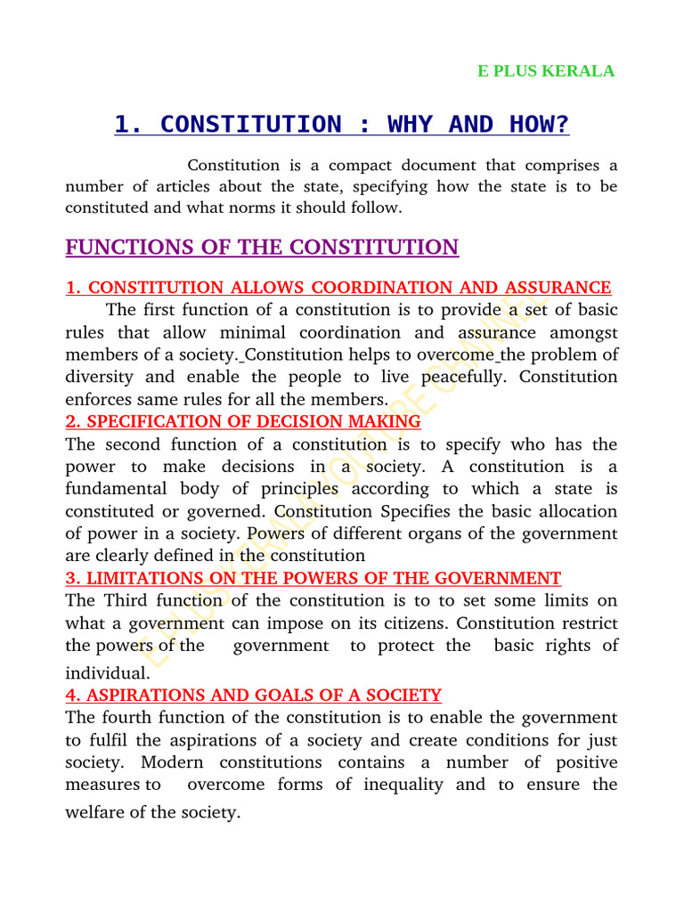 Hsslive XI Politics Focus Notes Chapter 1 | PDF