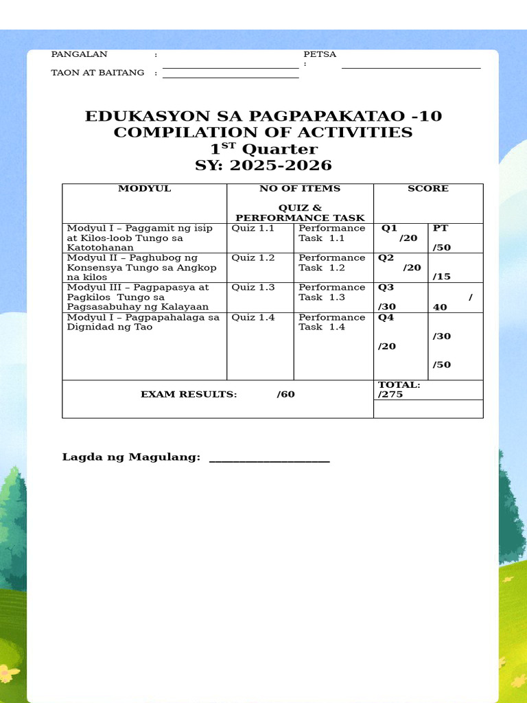 Esp 10 Compilation-Of-Activities | PDF