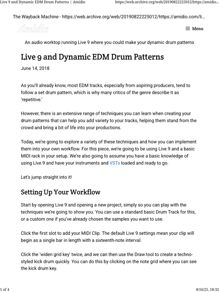 Live 9 and Dynamic EDM Drum Patterns - Amidio | PDF | Drum | Music ...