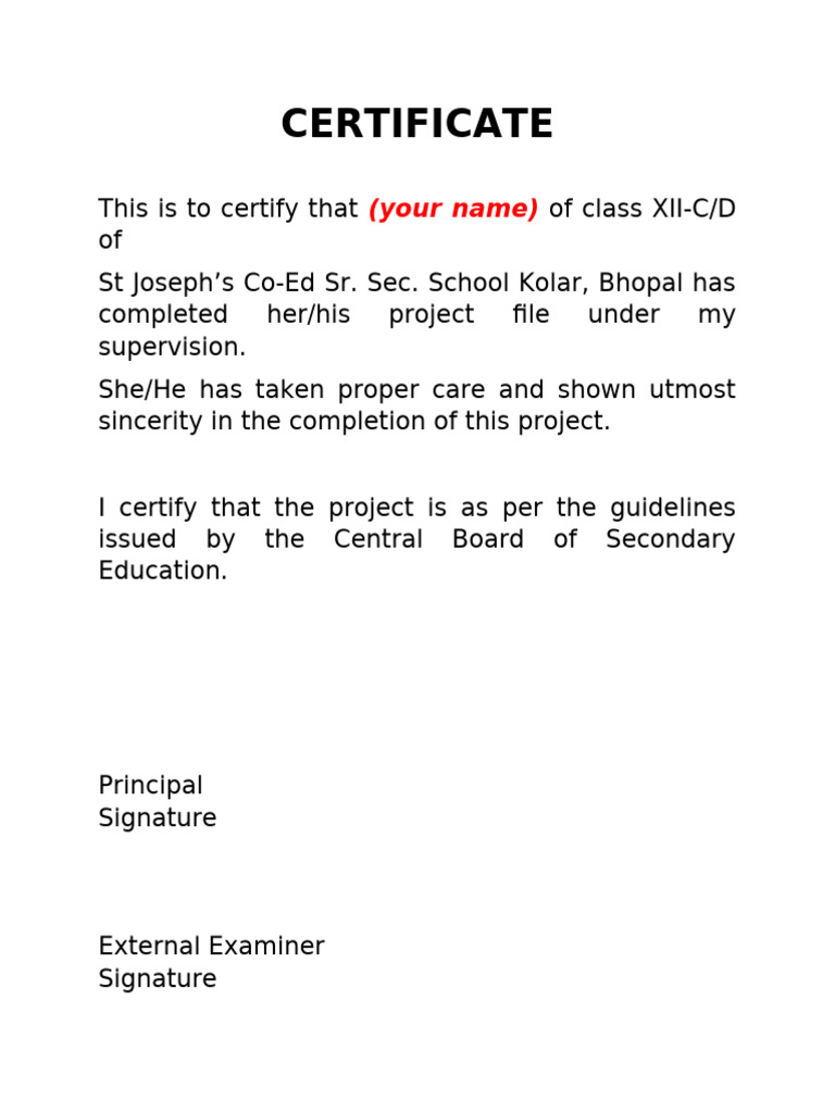 Business Project Certificate | PDF