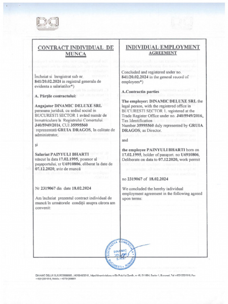 Romania Work Permit | PDF