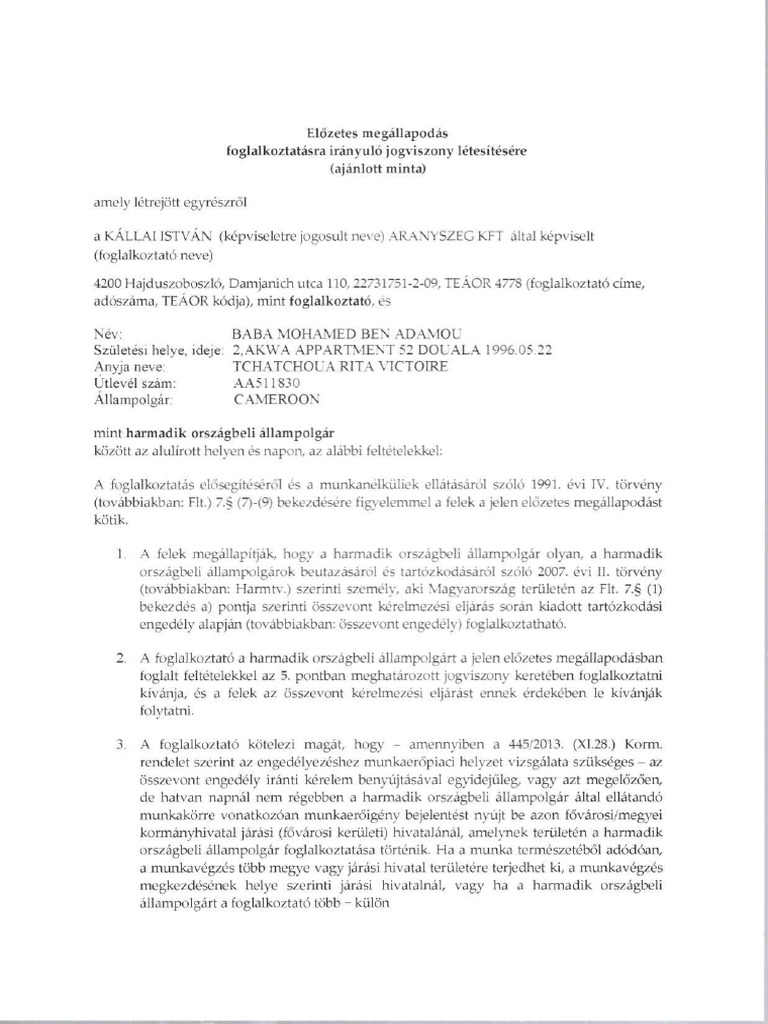 Hungary Work Permit | PDF
