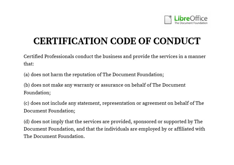 Document Foundation Code of Conduct | PDF