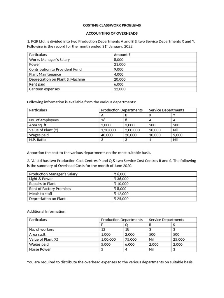 Overhead Cost Allocation Methods | PDF | Depreciation | Financial ...