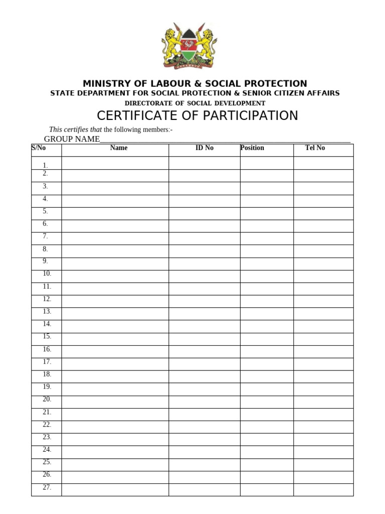 Certificate of Participation - Community Groups Kinyako Irrigation ...