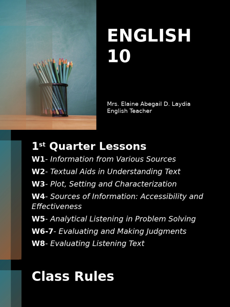 ENGLISH 10 Lessons | PDF
