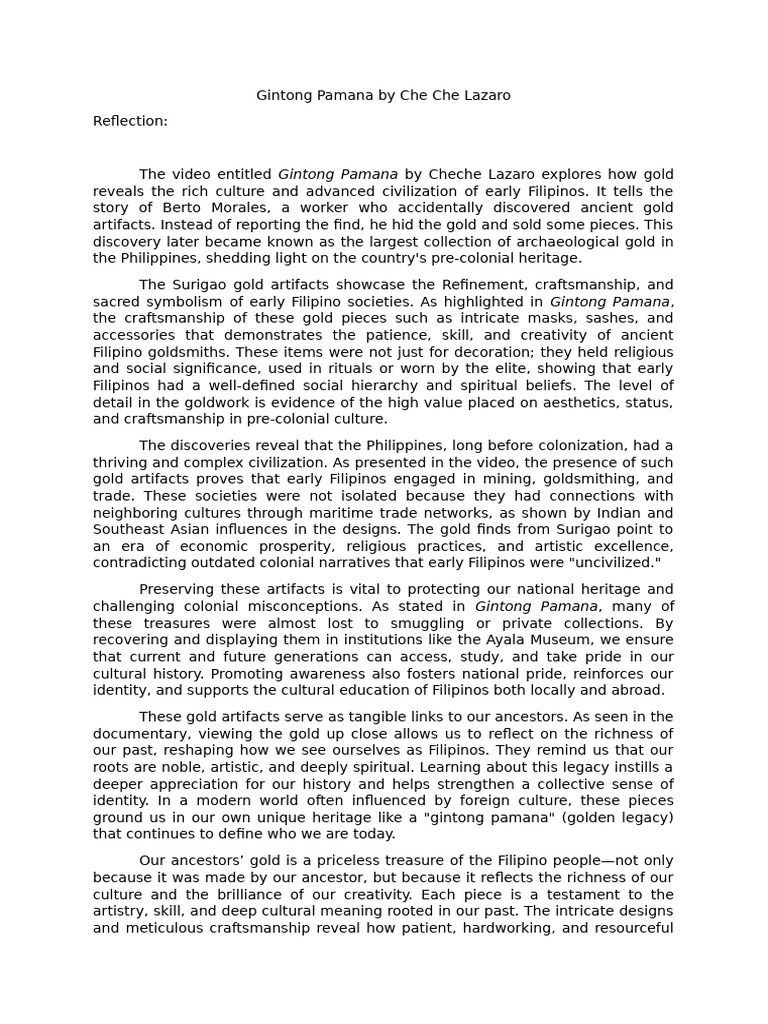 Gintong Pamana: Filipino Gold Heritage | PDF | Philippines | Civilization