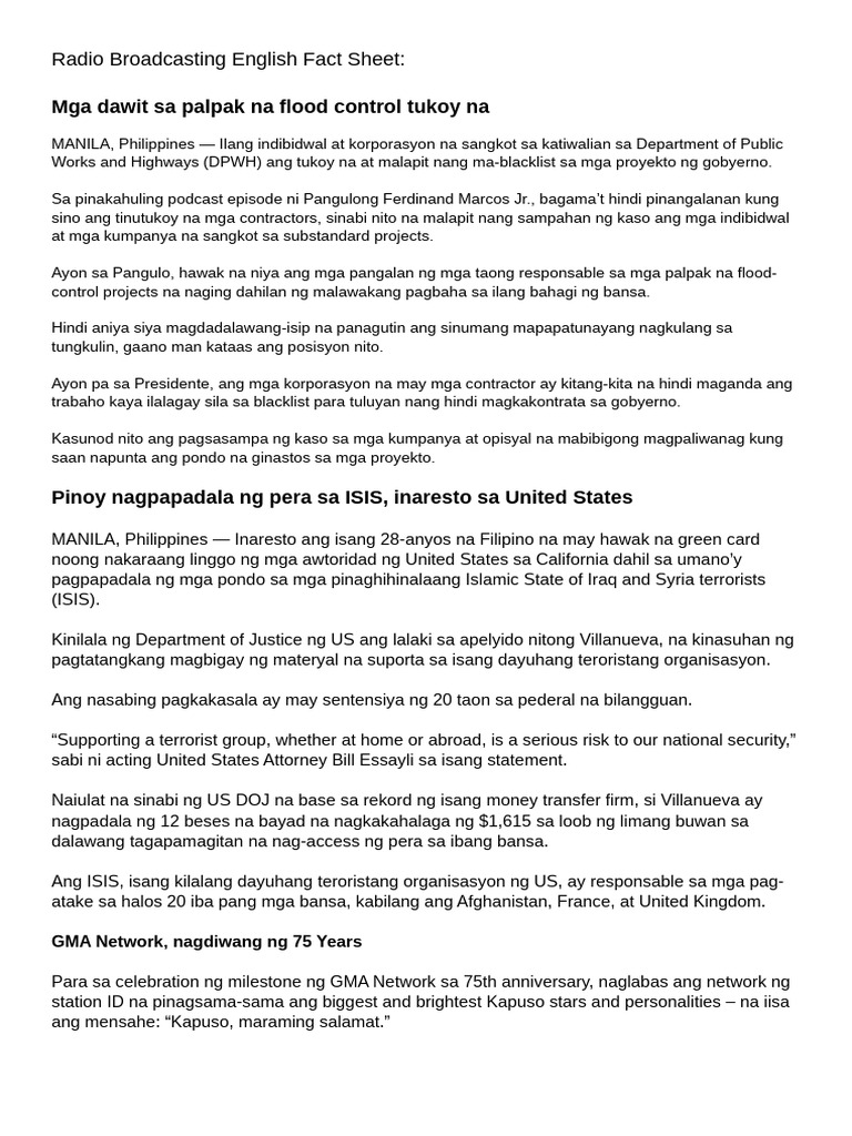 Radio Broadcasting English Fact Sheet | PDF