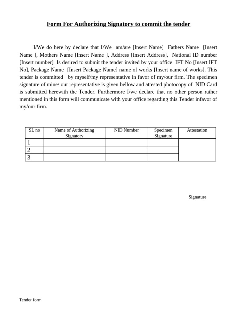 Form For Authorising Signatory | PDF