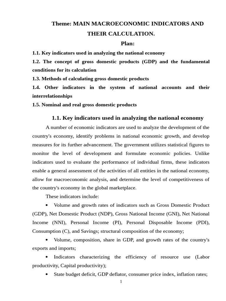 Understanding Macroeconomic Indicators | PDF | Gross Domestic Product ...
