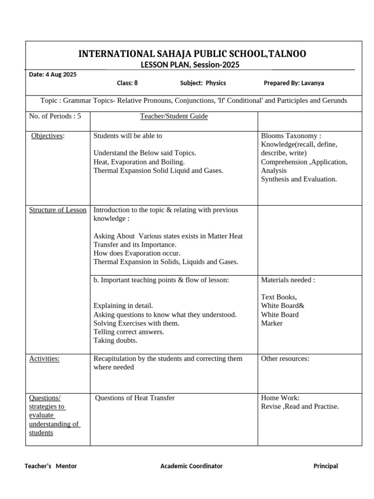 8th Grade Kannada Lesson Plan | PDF