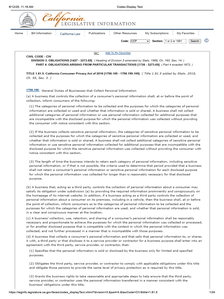 California Consumer Privacy Act Overview | PDF | Information | Privacy