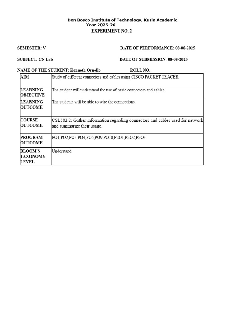 Kenneth Ornello Exp 02 CN | PDF | Computer Terminal | Personal Computers