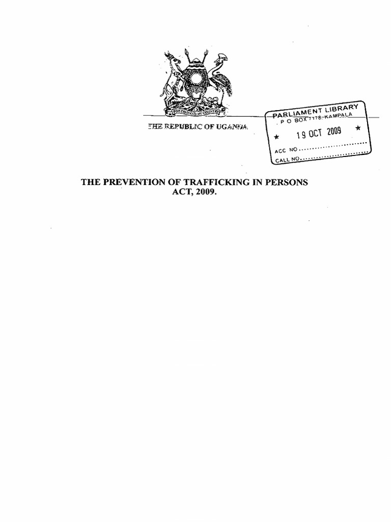 Uganda's Trafficking in Persons Act 2009 | PDF | Human Trafficking | Crimes