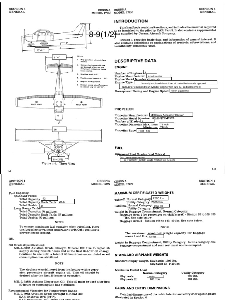 POH for C172N Aircraft | PDF | Propulsion | Rotating Machines