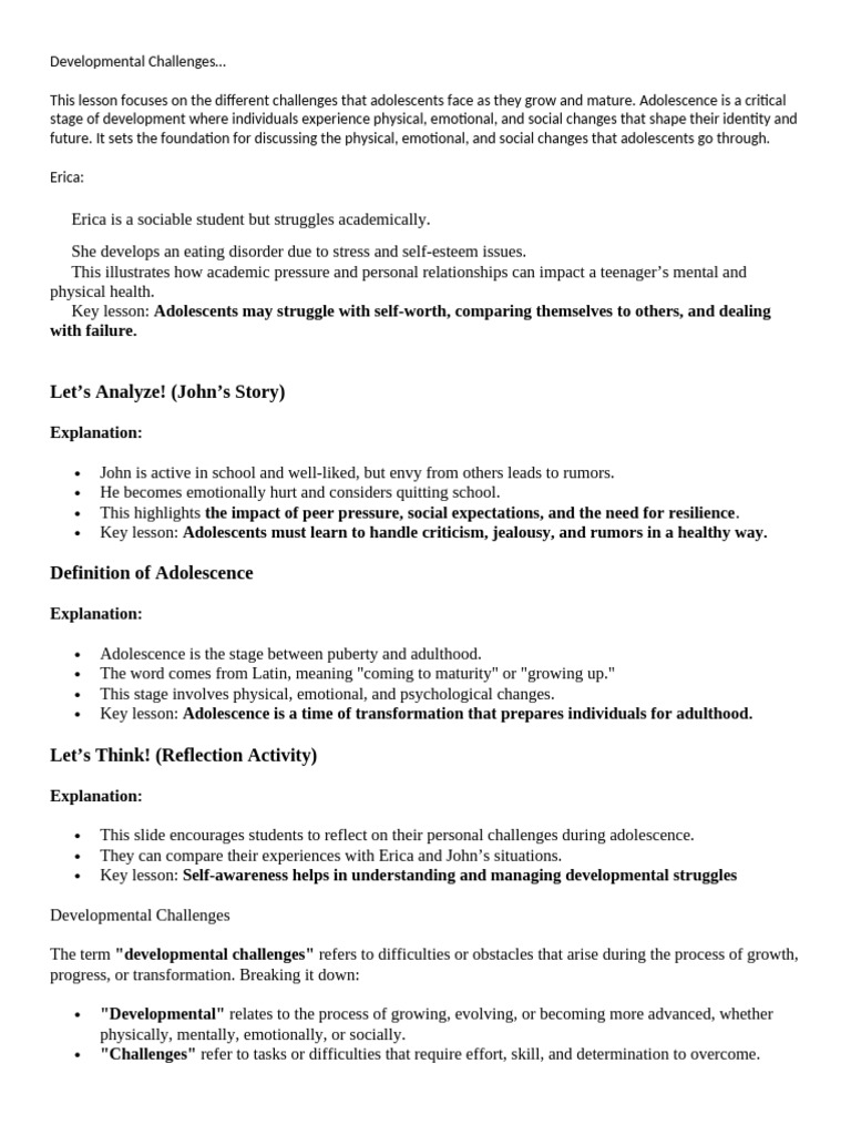 Navigating Adolescent Development Challenges | PDF | Adolescence ...