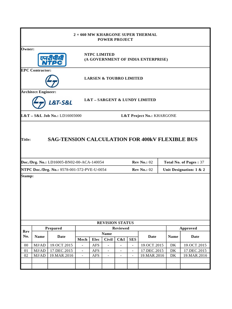 Sag-Tension Calculation for 400kV Bus | PDF | Electricity