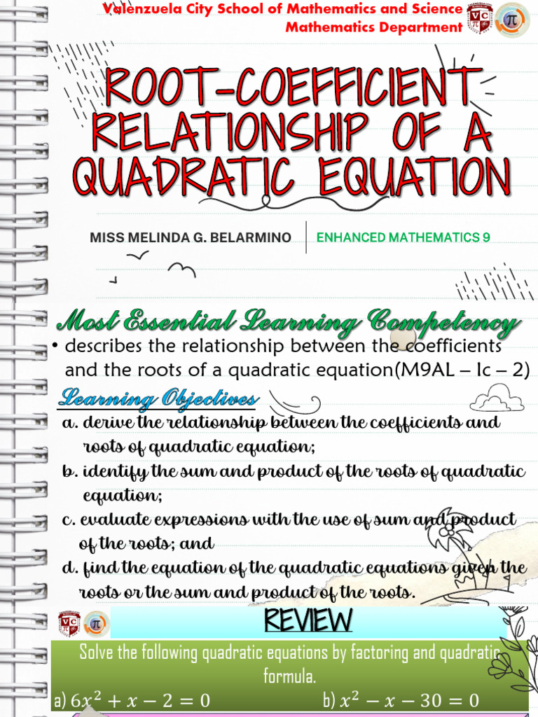 Quadratic Equation Coefficient Roots | PDF | Quadratic Equation ...