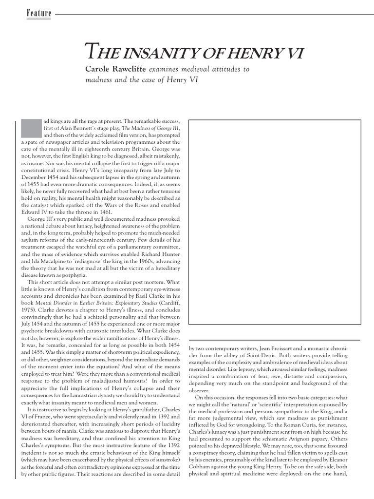 Henry VI's Mental Health Crisis | PDF | Insanity | Mental Disorder