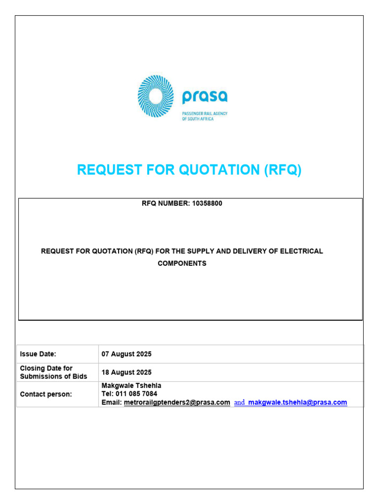 RFQ Electrical Components | PDF | Indemnity | Business