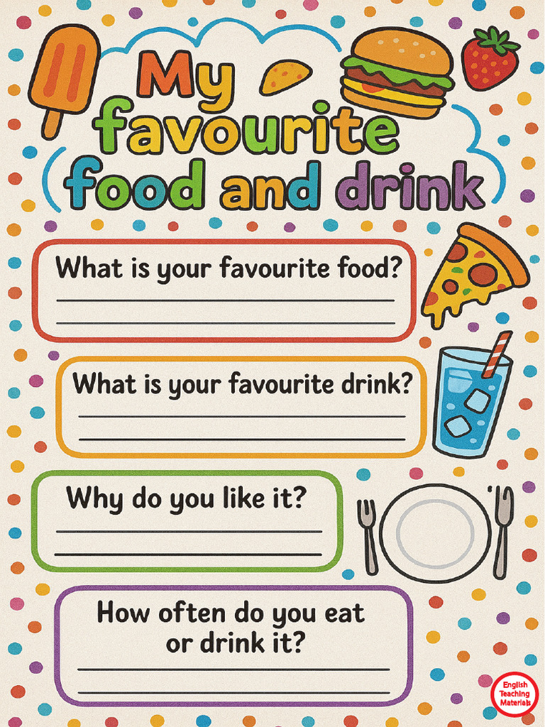My Favourite Food and Drink Engteachmat | PDF