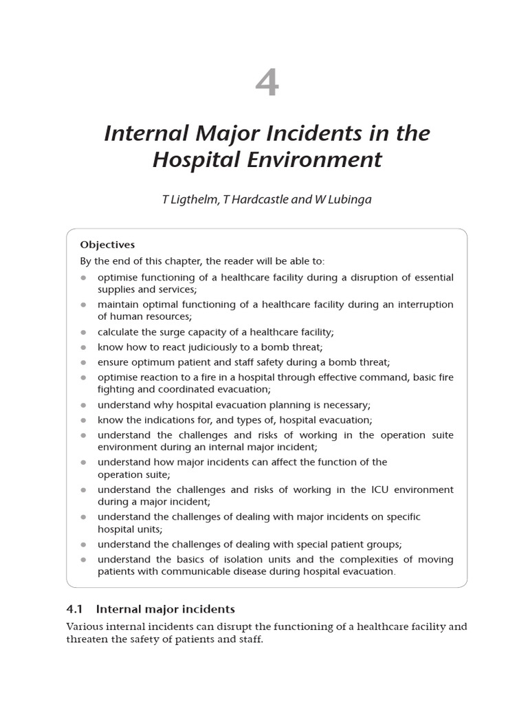 Disaster Medicine - (Chapter 4 Internal Major Incidents in The Hospital ...