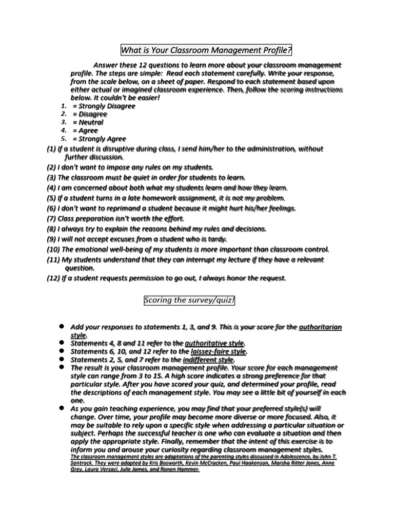 What Is Your Classroom Management Profile-A Survey | PDF | Teachers | Classroom Management