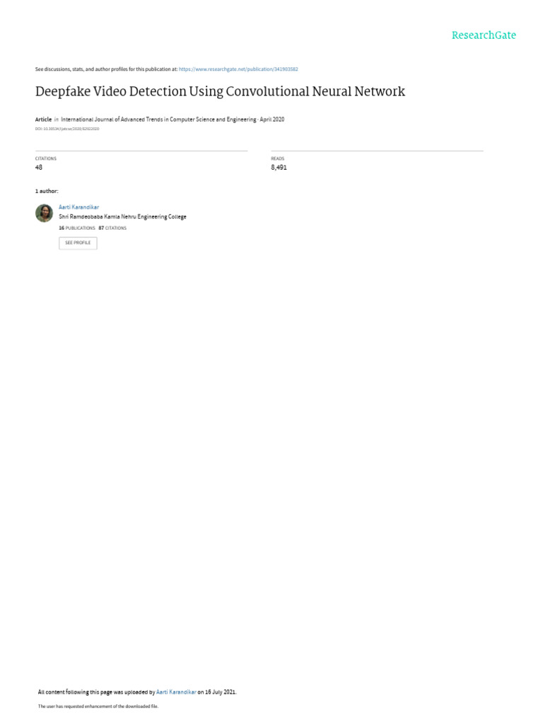 IJATCSEDeepfakeVideoDetectionUsingConvolutionalNeuralNetwork | PDF ...
