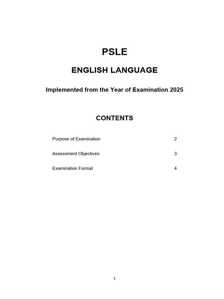 PSLE English Language Exam Format 2025 | PDF | Reading Comprehension ...