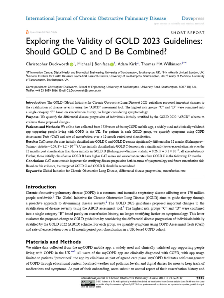 COPD 430344 Exploring The Validity of Gold 2023 Guidelines Should Gold ...