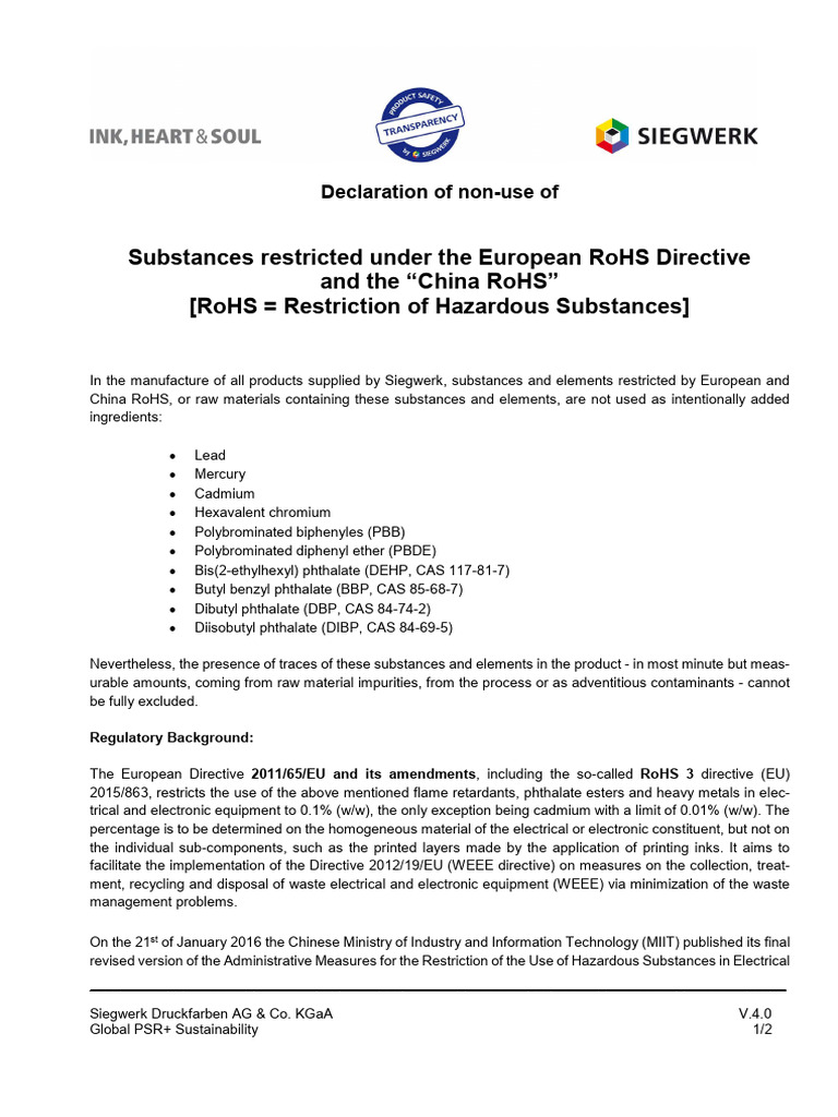 RoHS Directive Global v4.0 EN | PDF | Environmental Issues | Materials
