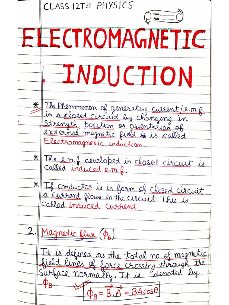 Electromagnetic Induction Notes | PDF