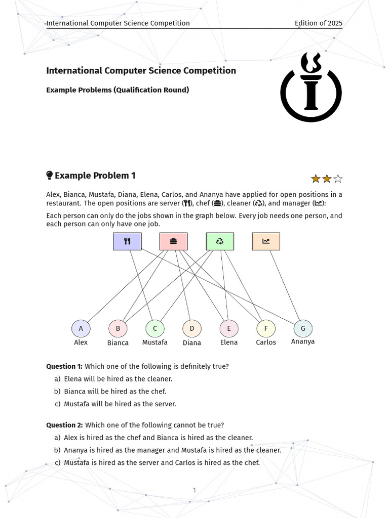 ICSC 2025 Qualification Round Problems | PDF