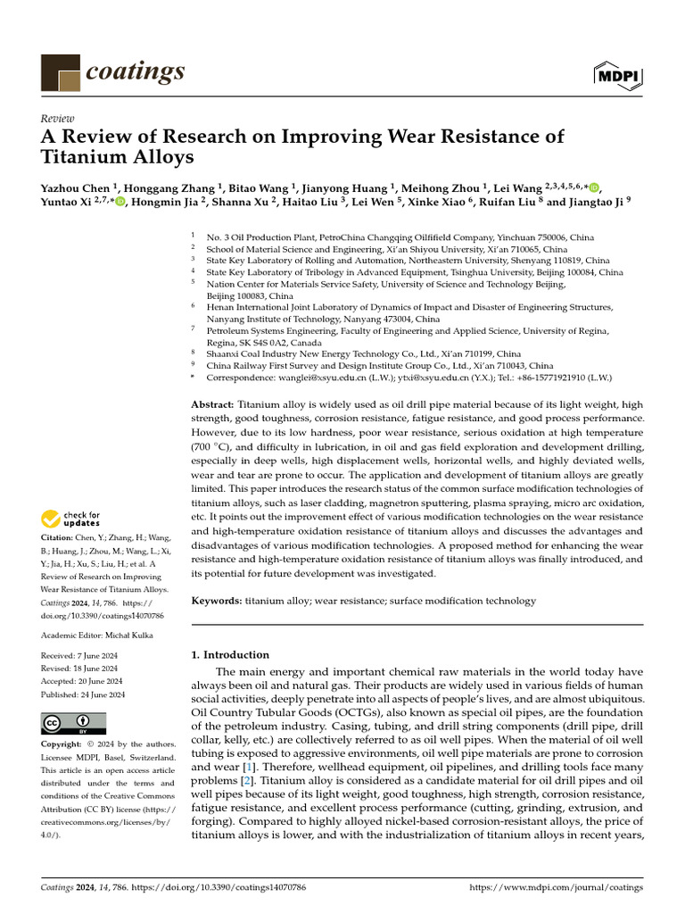 Coatings 14 00786 | PDF | Titanium | Wear