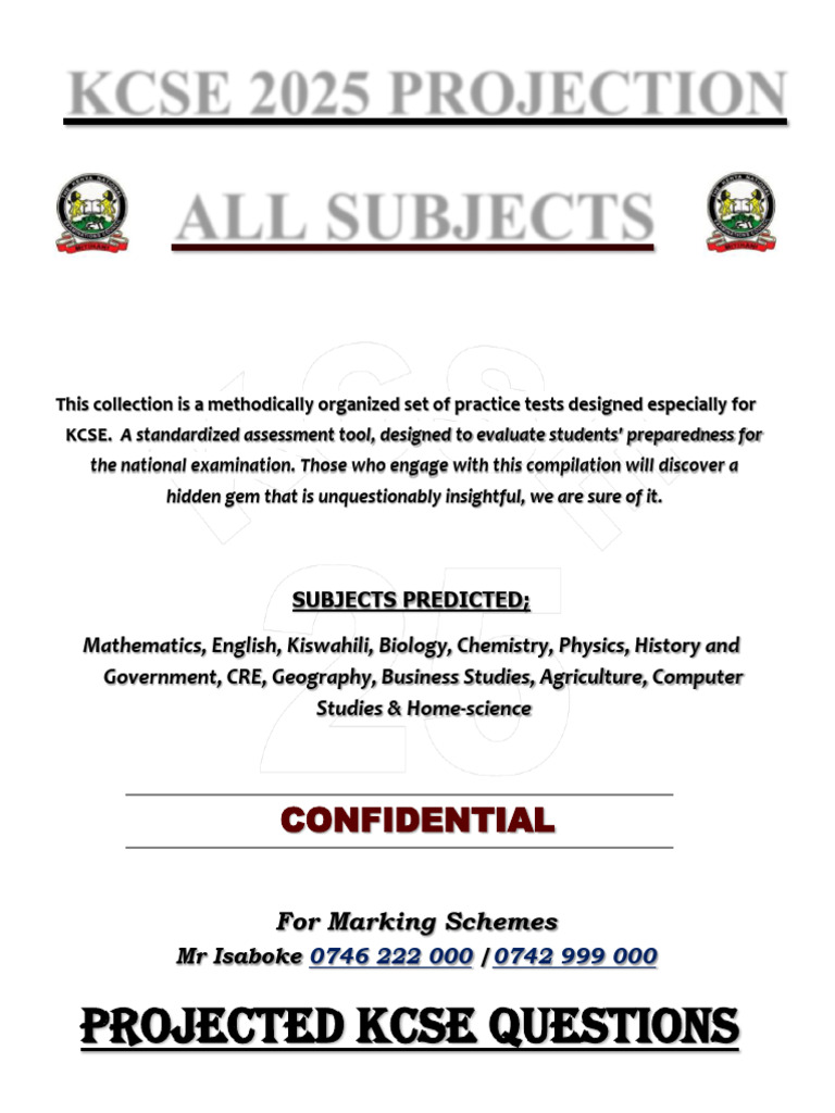 KCSE 2025 Projection - Prediction Exam | PDF | Menstrual Cycle | Chemistry