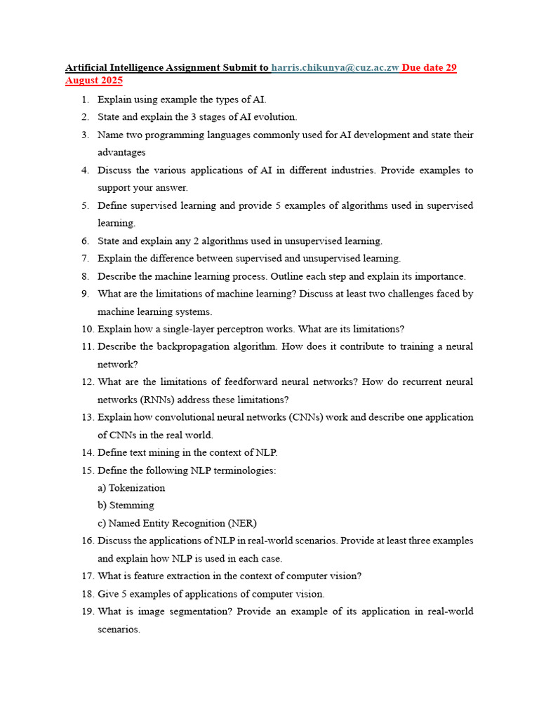 Artificial Intelligence Assignment Theory | PDF