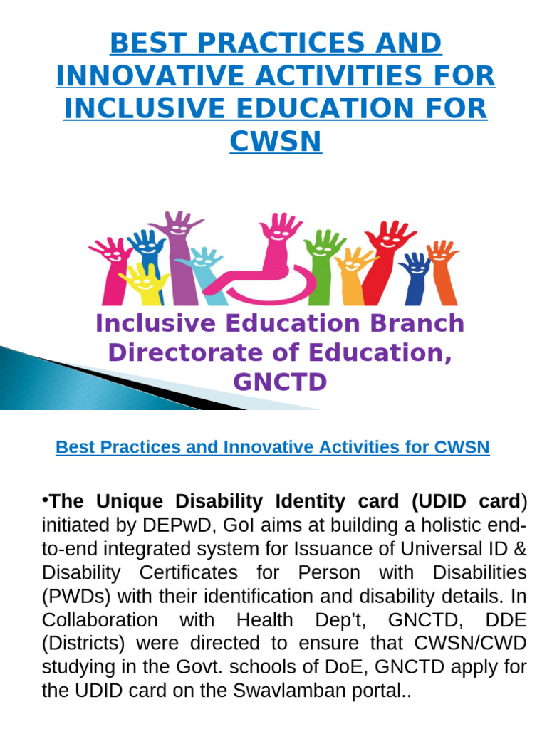 Best Practices and Innovative Activities For Inclusive Education For ...