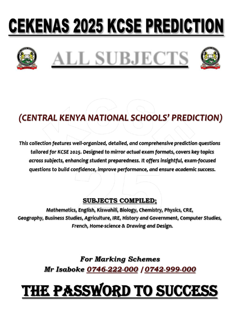 KCSE 2025 Prediction Questions Guide | PDF | Precipitation (Chemistry ...