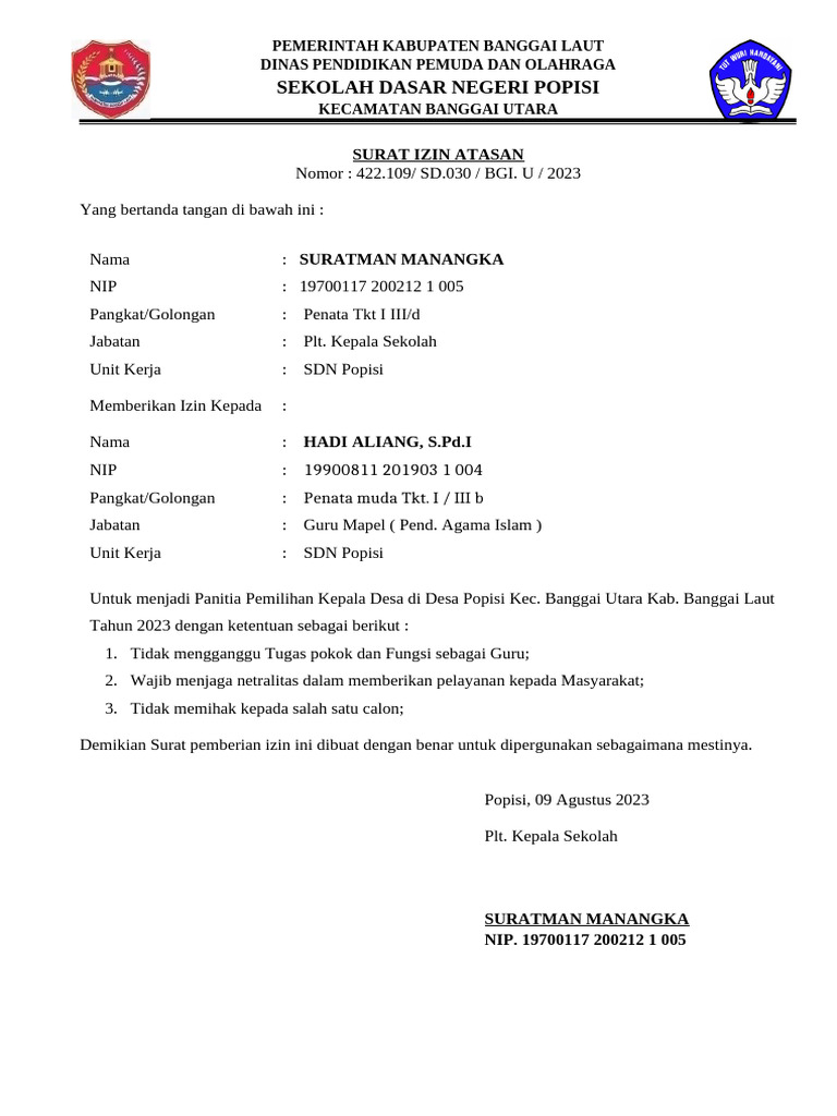 Surat Izin Atasan | PDF