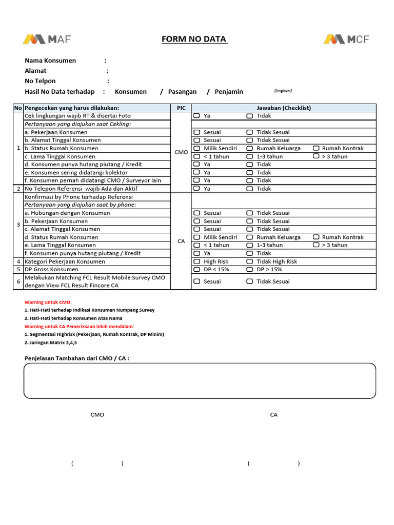 Prosedur Cek Data Konsumen dan Risiko | PDF