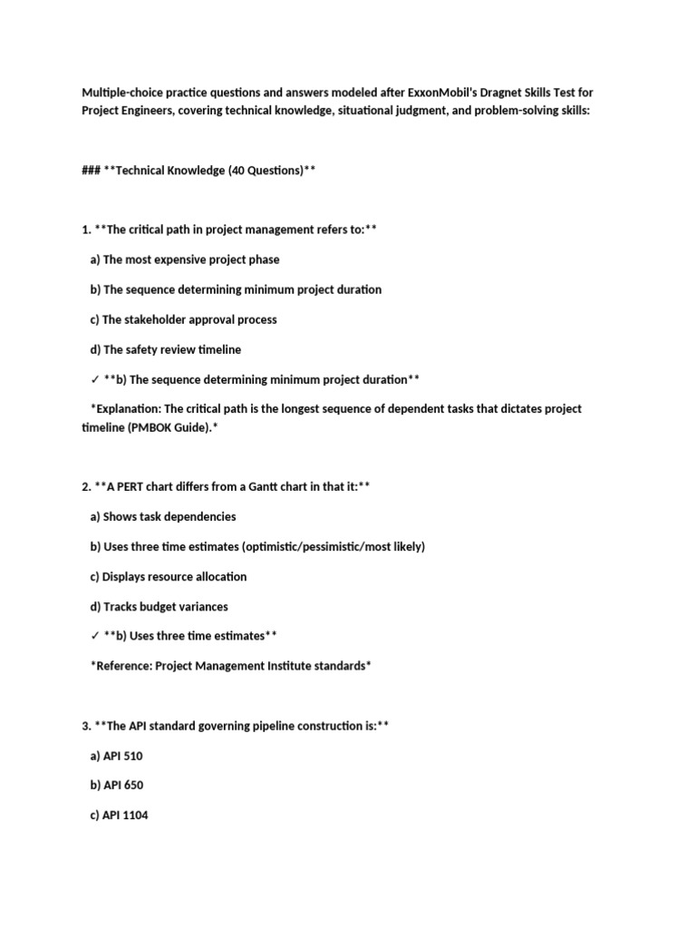 ExxonMobil Project Engineer Test Prep | PDF | Carbon Capture And ...