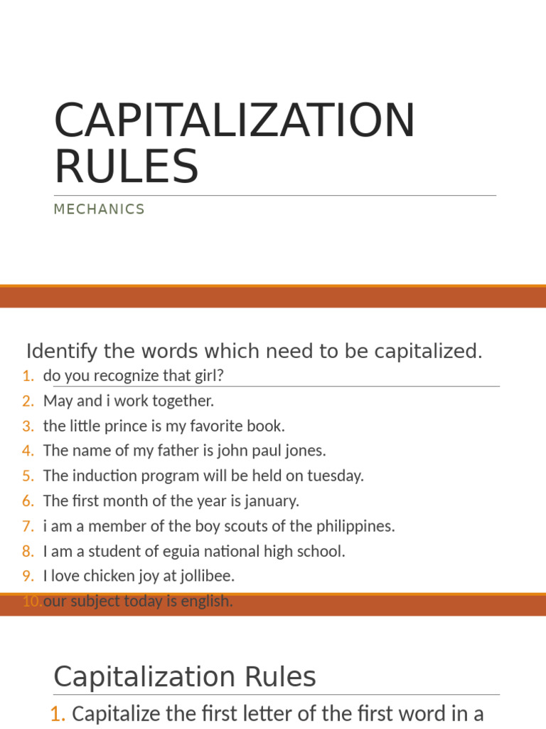 Capitalization Rules | PDF