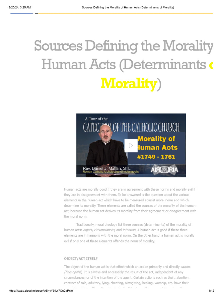 Sources Defining The Morality of Human Acts (Determinants of Morality ...