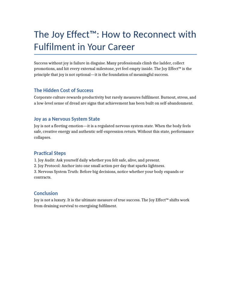 The Joy Effect | PDF