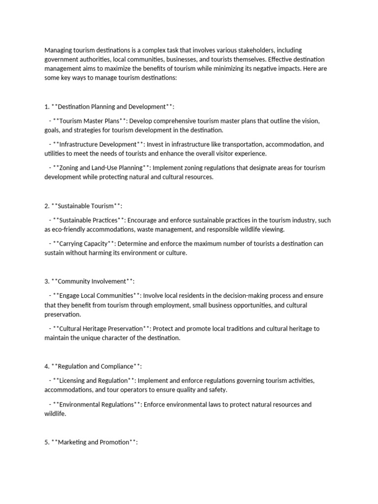 Managing Tourism Destinations | PDF | Tourism | Sustainability