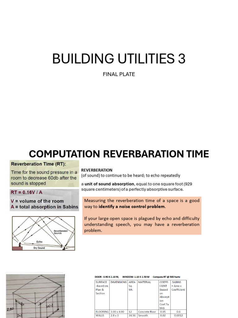 Reverberation Time Calculation Guide | PDF