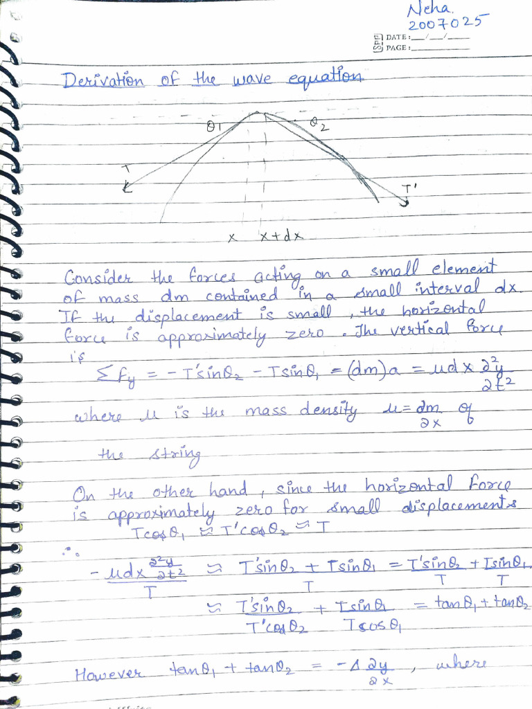 Derivation of the wave equation | PDF