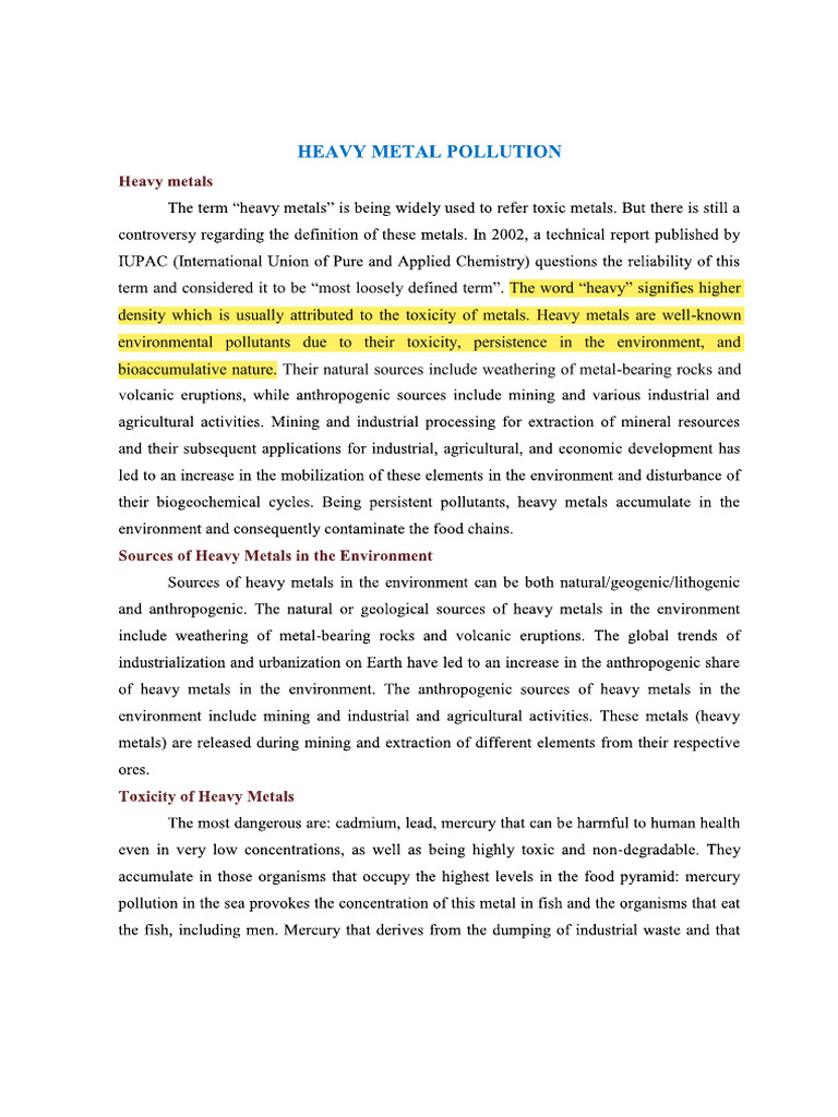 Heavy Metal Pollution 2 | PDF