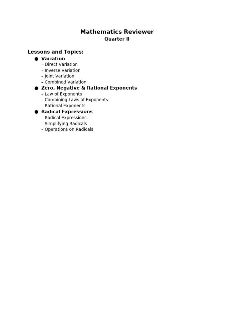 Mathematics Reviewer II | PDF | Square Root | Multiplication
