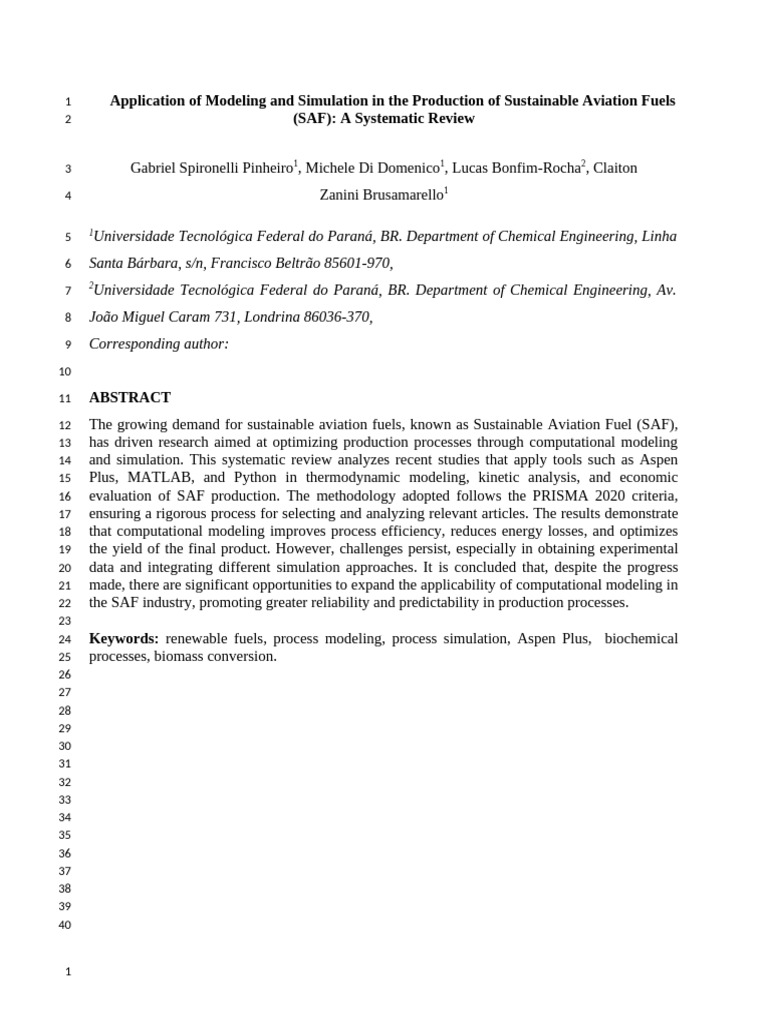 Artigo SAF - Gabriel - Review Lucas - FINAL | PDF | Biofuel ...
